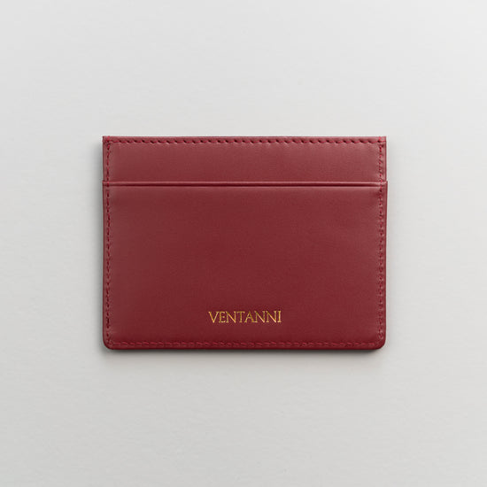 LEATHER CARDHOLDER BURGUNDY - Ventanni