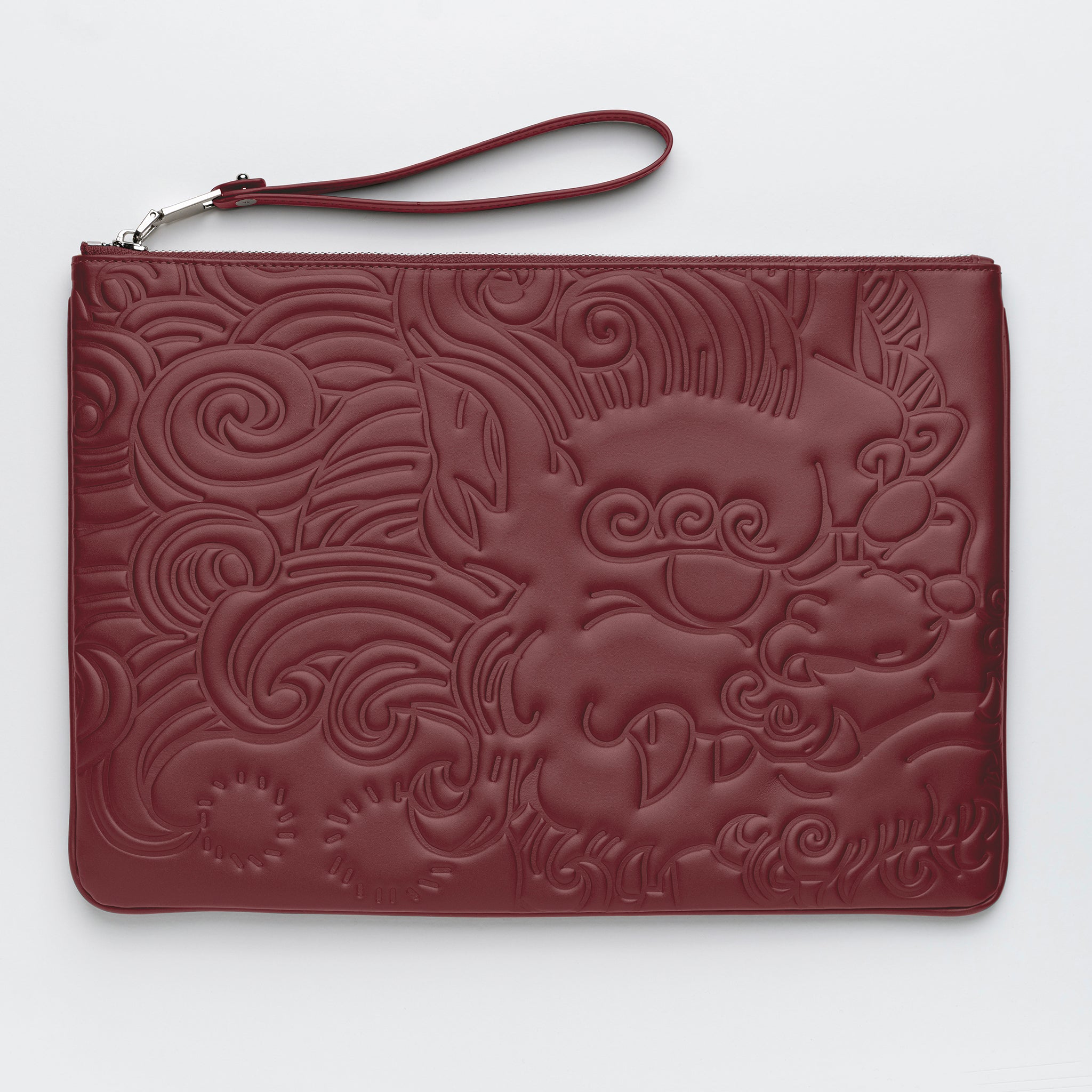 LEATHER POUCH GM BURGUNDY - Ventanni