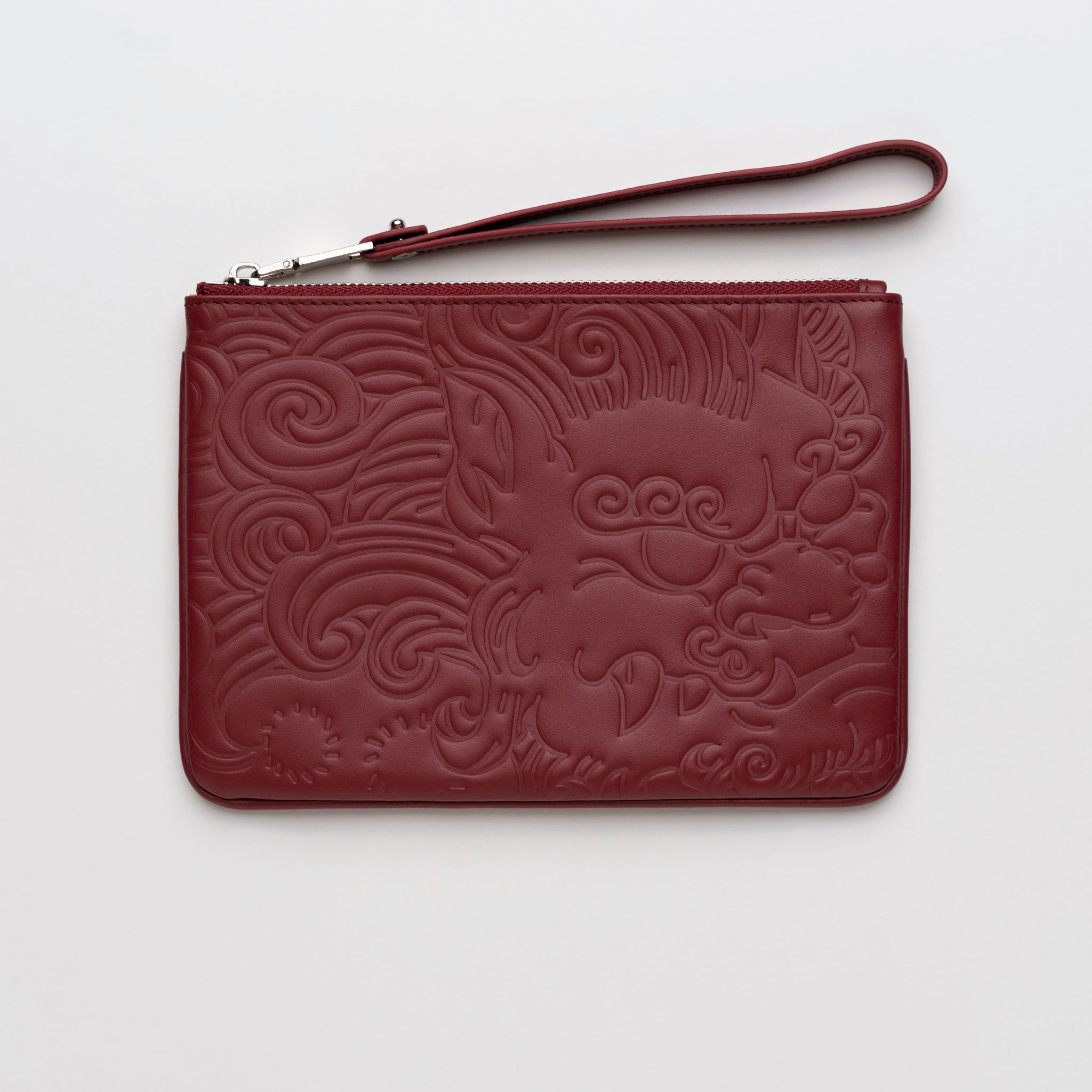 LEATHER POUCH PM BURGUNDY - Ventanni